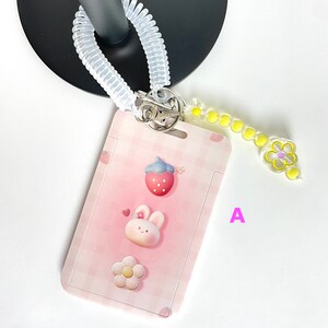 Kawaii Cute Pink ID Photocard Holder Badge Holder With Flower - Etsy