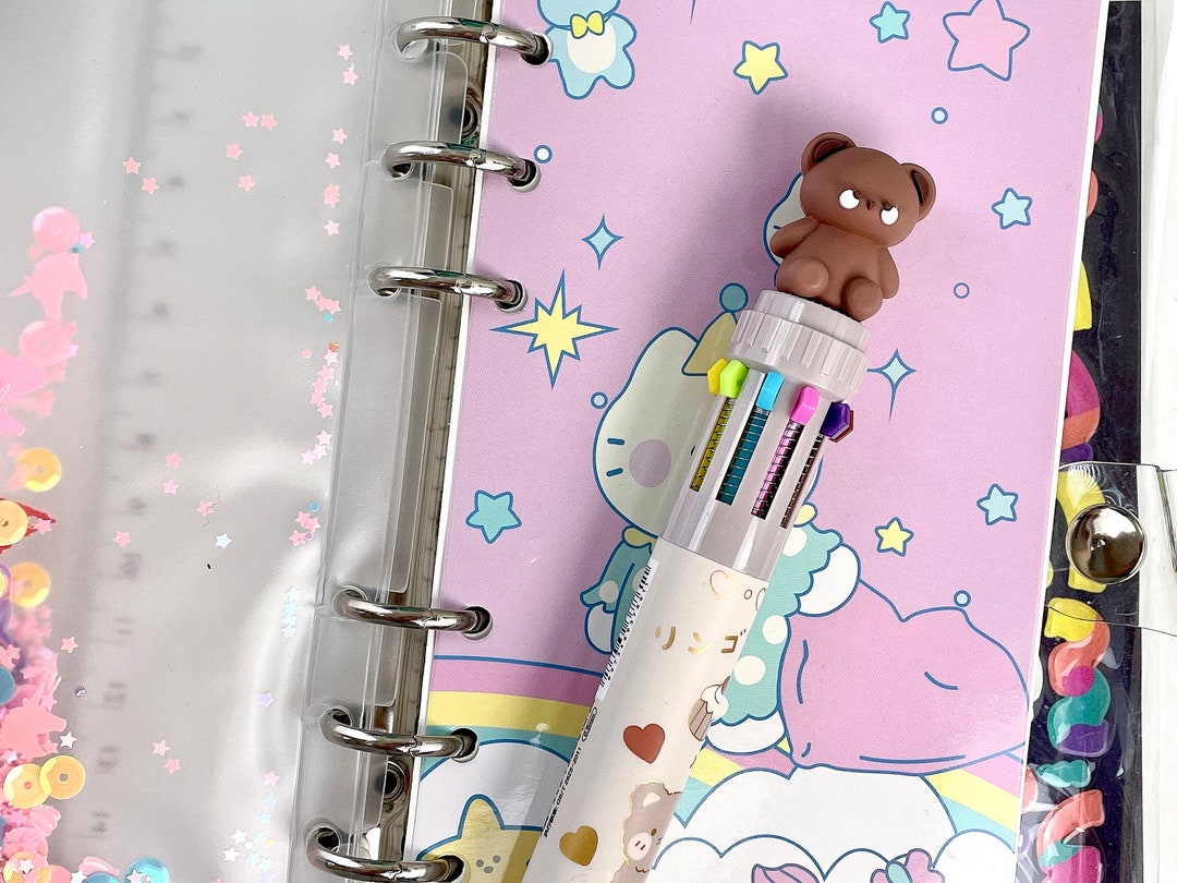 10 Colors Ballpoint Pen, Kawaii Brown Bear Multi-color Changing Pen 10 ...