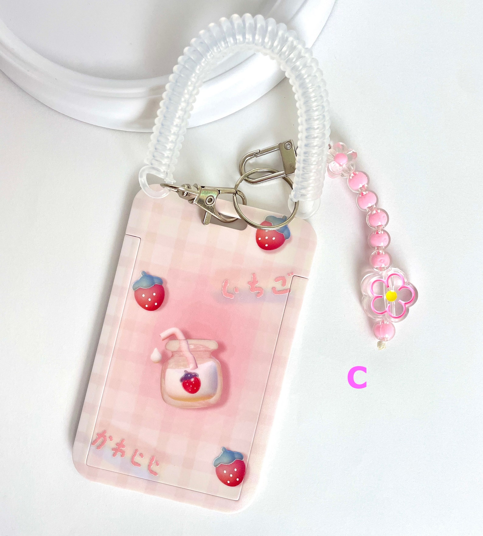 Kawaii Cute Pink ID Photocard Holder Badge Holder With Flower - Etsy