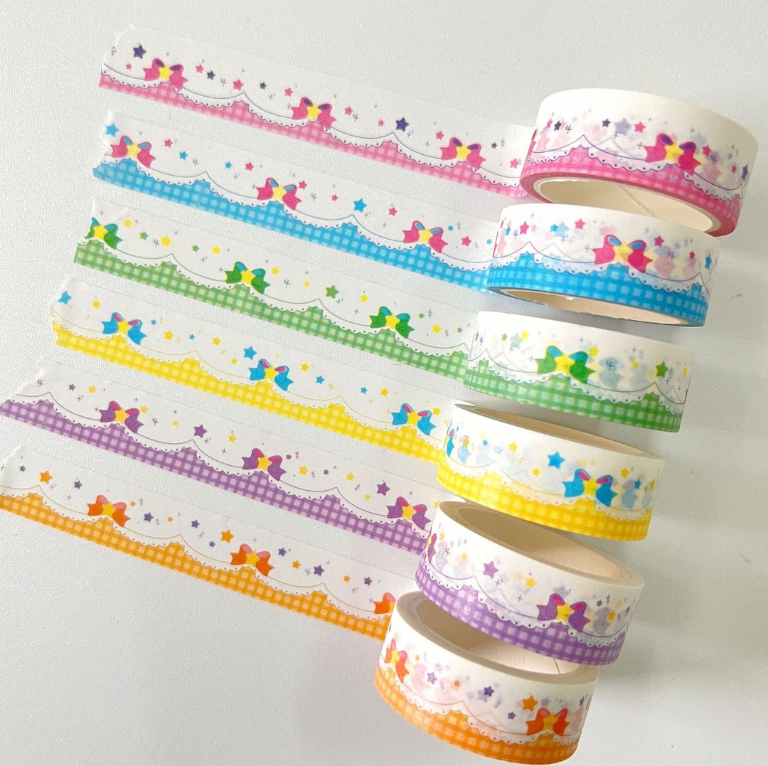 Ribbon Bow Deco Washi Tape Grid Washi Tape Scrapbooking - Etsy
