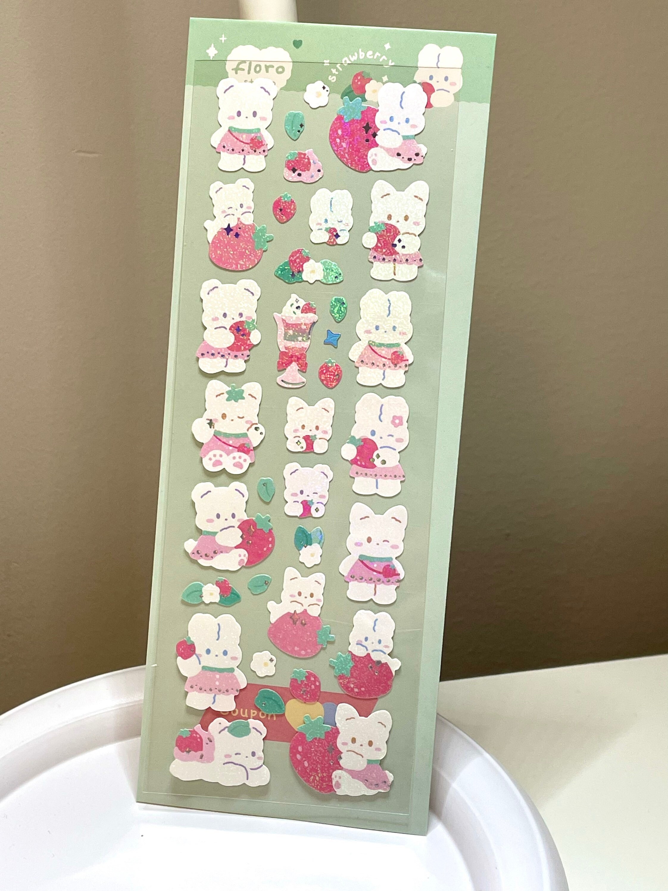 Kawaii Strawberry Bunny Deco Stickers Photo Card Deco - Etsy