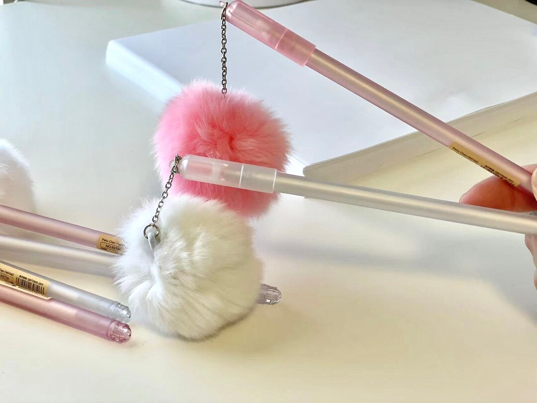 Kawaii Pinky Pom Pom Gel Pen 0.5mm Black Ink Gel Pen - Etsy