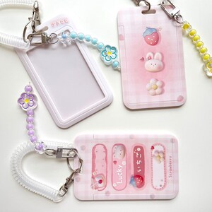 Kawaii Cute Pink ID Photocard Holder Badge Holder With Flower - Etsy