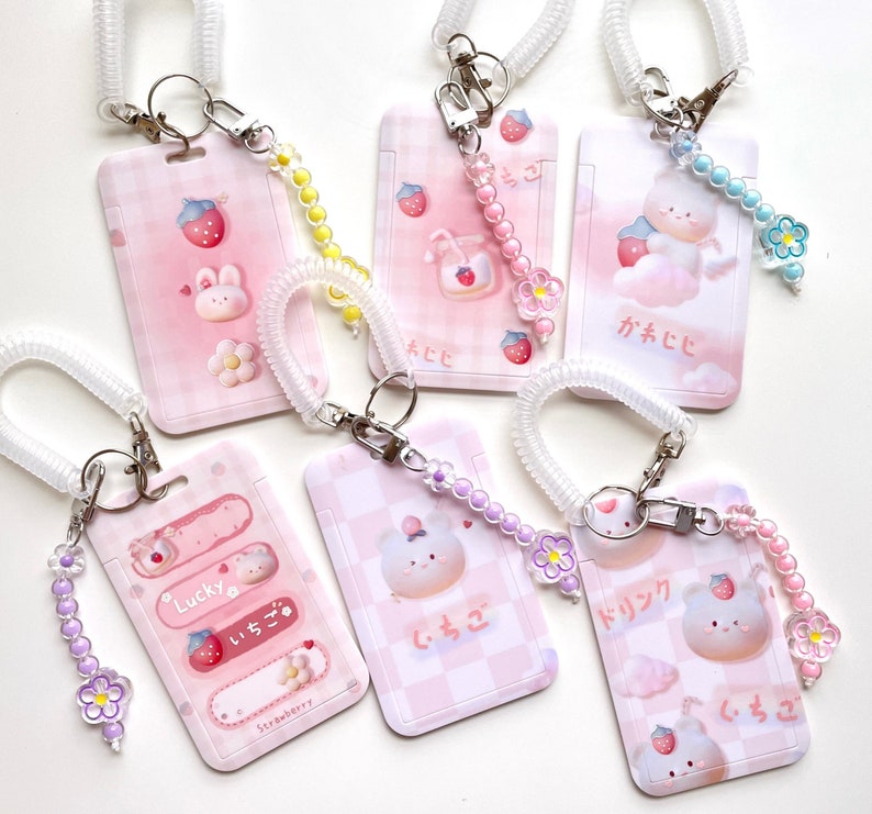 Kawaii Cute Pink ID Photocard Holder Badge Holder With Flower - Etsy