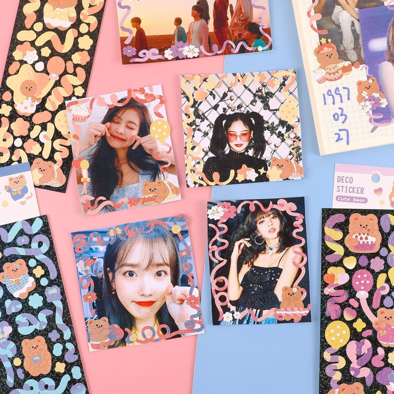 Cute Bear Deco Stickers Photocard Deco Sticker Card Making - Etsy
