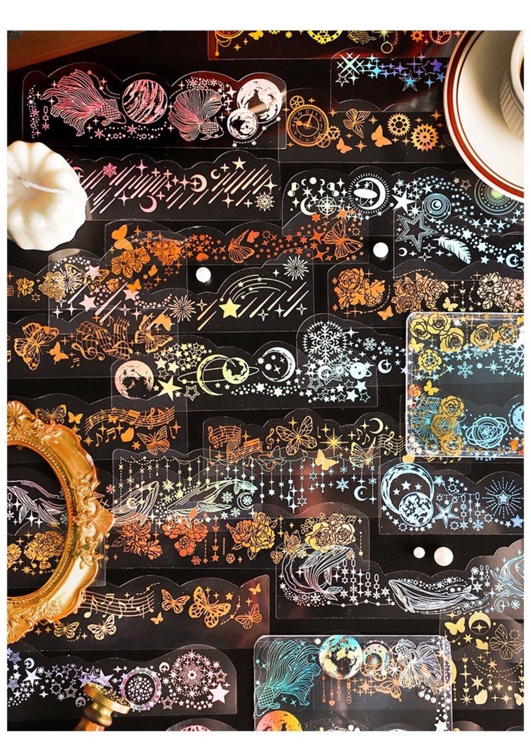 10 Pcs Gold Foil Frame Sticker Pack Star and Moon Ocean - Etsy