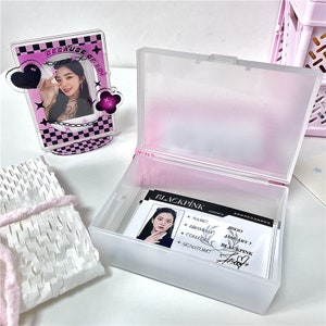 Minimalist Matte Clear Small Plastic Card Storage Box, Kpop Photocard ...