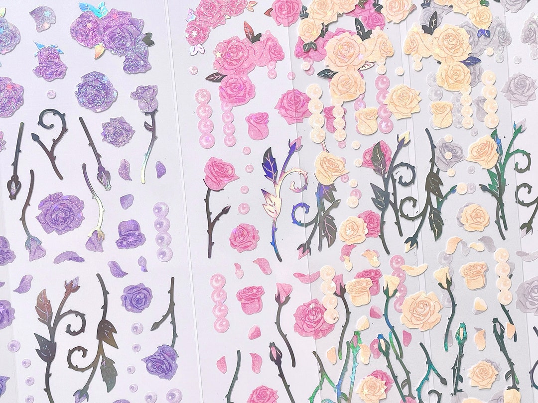 Polco Rose Pearl Sticker Sheet, Kpop Toploader Deco Sticker Sheet, Pink ...