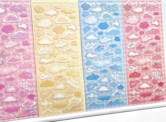 Pastel Cloud Deco Sticker Sheet Bling Bling Toploader Deco - Etsy