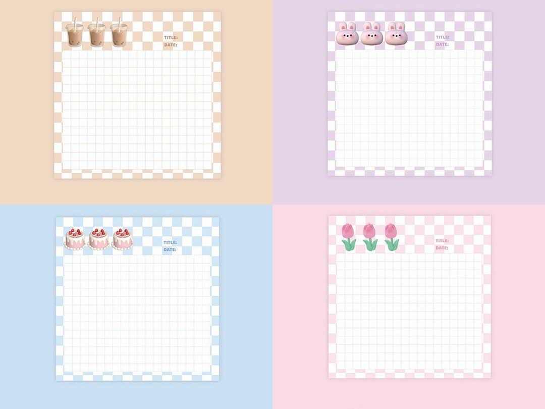 45 PCS Pastel Color Sticky Notepad, Strawberry Cake Memo, Bubble Tea ...