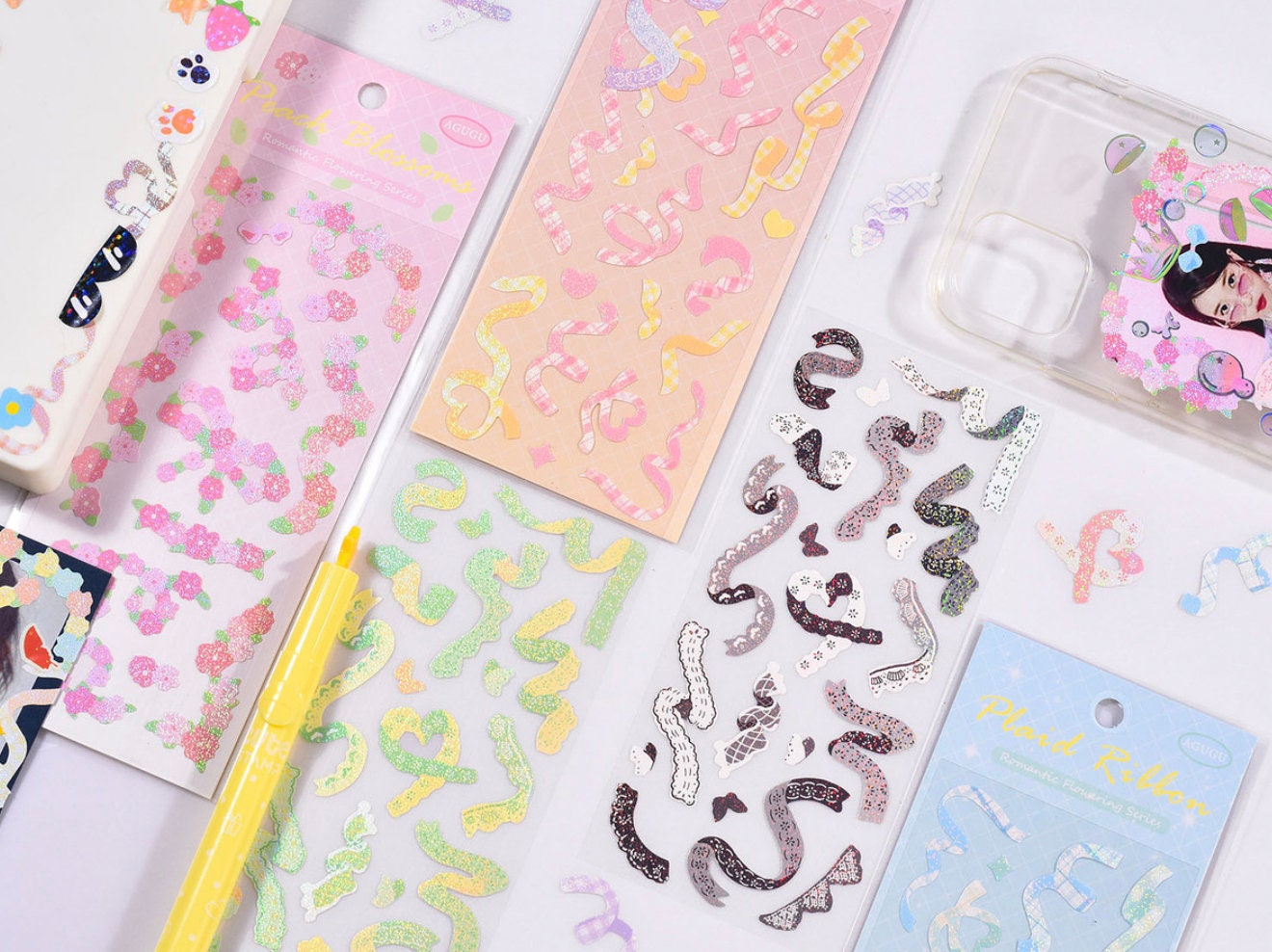 Colorful Ribbon Deco Stickers Toploader Deco Stickers Flower - Etsy