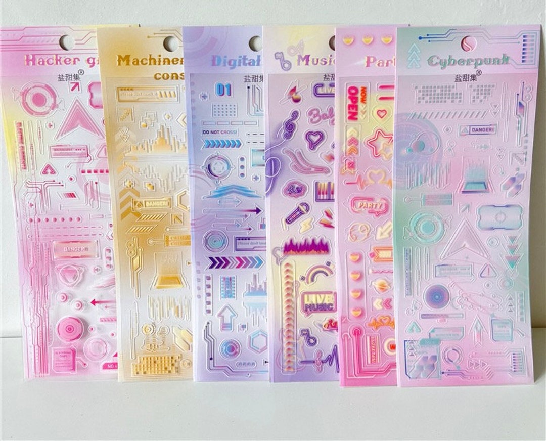 Cyberpunk Deco Sticker Sheet, Music Kpop Toploader Stickers, Hacker ...