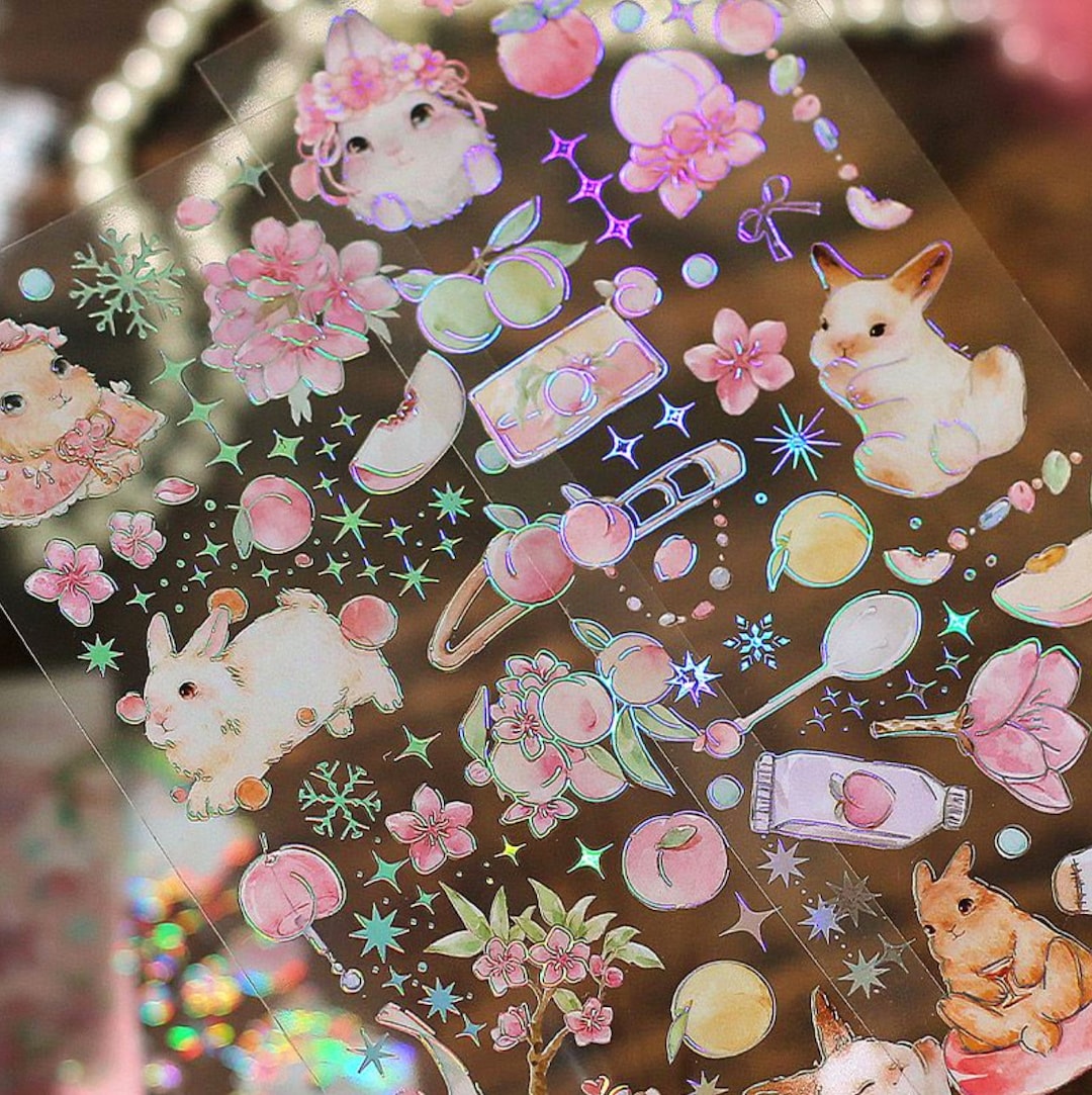 Holographic PET Animal Sticker Sheet Cat and Dog Scrapbooking - Etsy