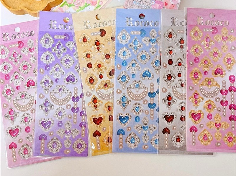 Rococo Gem Sticker Sheet Sparkle Diamond Sticker Sheet Kpop - Etsy