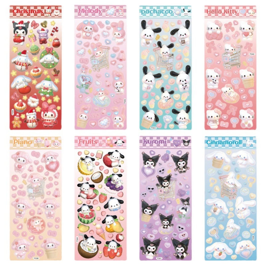 Kawaii Characters Sticker Sheet, Watermelon Puppy Stickers, Planner and ...
