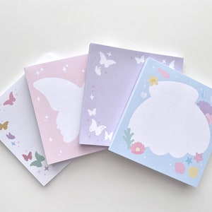 Pastel Color Pink Butterfly Memo Pad, Pearl Shell Non Sticky Notepad ...