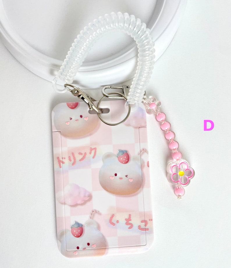 Kawaii Cute Pink ID Photocard Holder Badge Holder With Flower - Etsy