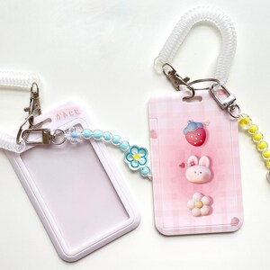 Kawaii Cute Pink ID Photocard Holder Badge Holder With Flower - Etsy