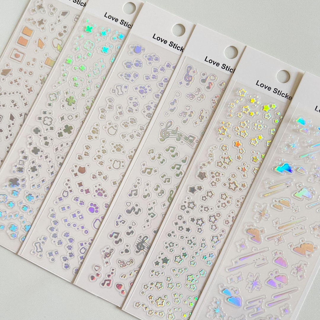 Holographic Kpop Toploader Deco Sticker, Paw, Star, Music Notes, Cloud ...