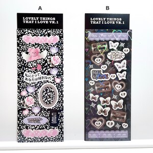 Holographic Kpop Toplaoder Deco Sticker, Black Pink Rose Butterfly ...