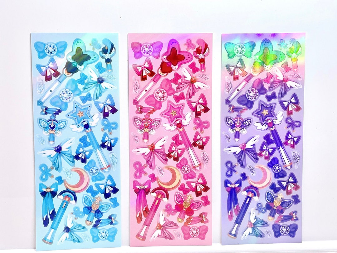 Holographic Magic Wand Sticker Sheet, Kawaii Toploader Deco Sticker ...