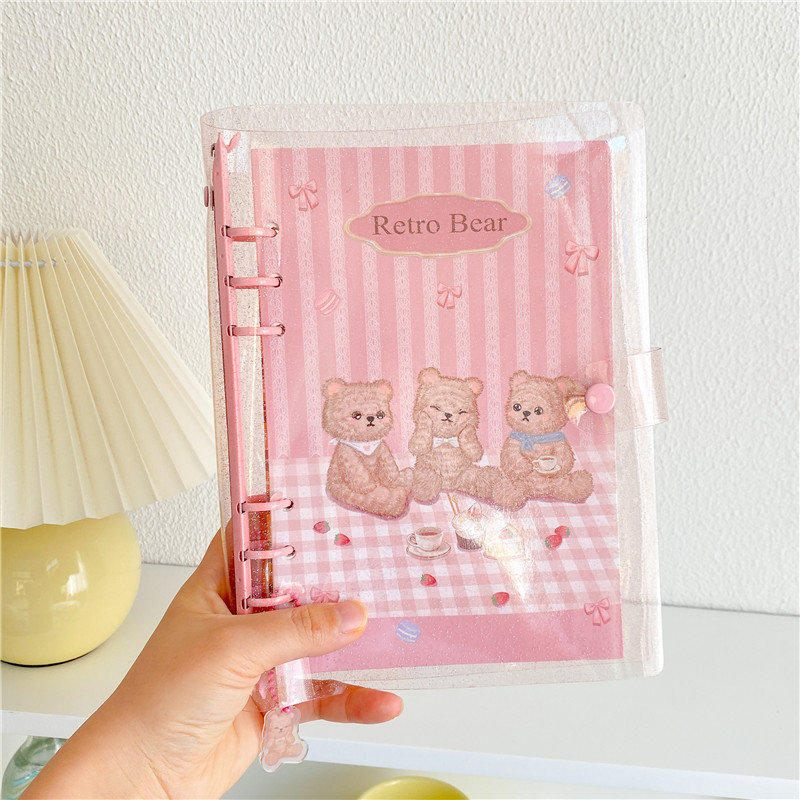 Kawaii Bear Glitter Pink Cover A6 Notebook 80 Pages Refill - Etsy