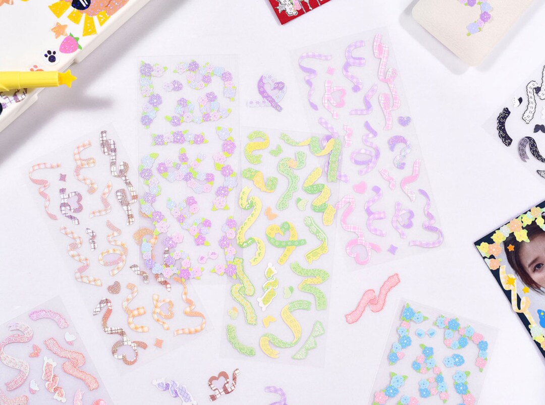 Colorful Ribbon Deco Stickers, Toploader Deco Stickers, Flower Stickers ...