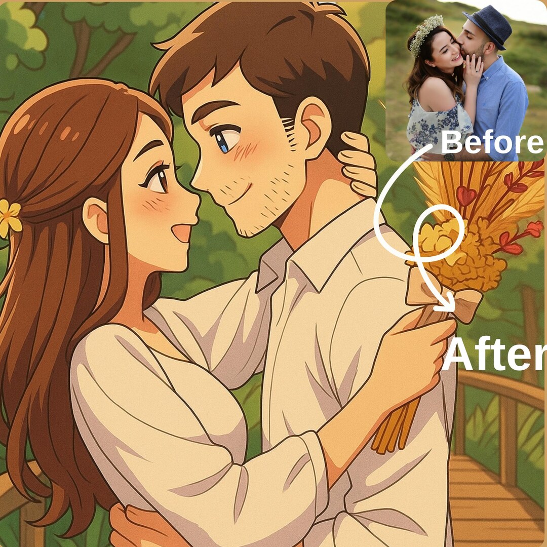 Custom Ghibli Style Anime Portrait: Personalized Couple, Family, Pet ...