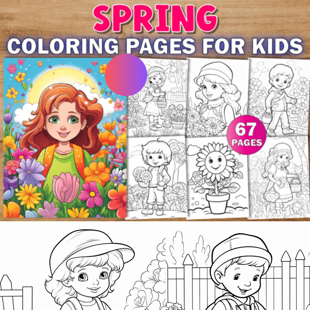 Spring Coloring Book for Kids Coloring Pages for Children Ages 4-8 ...