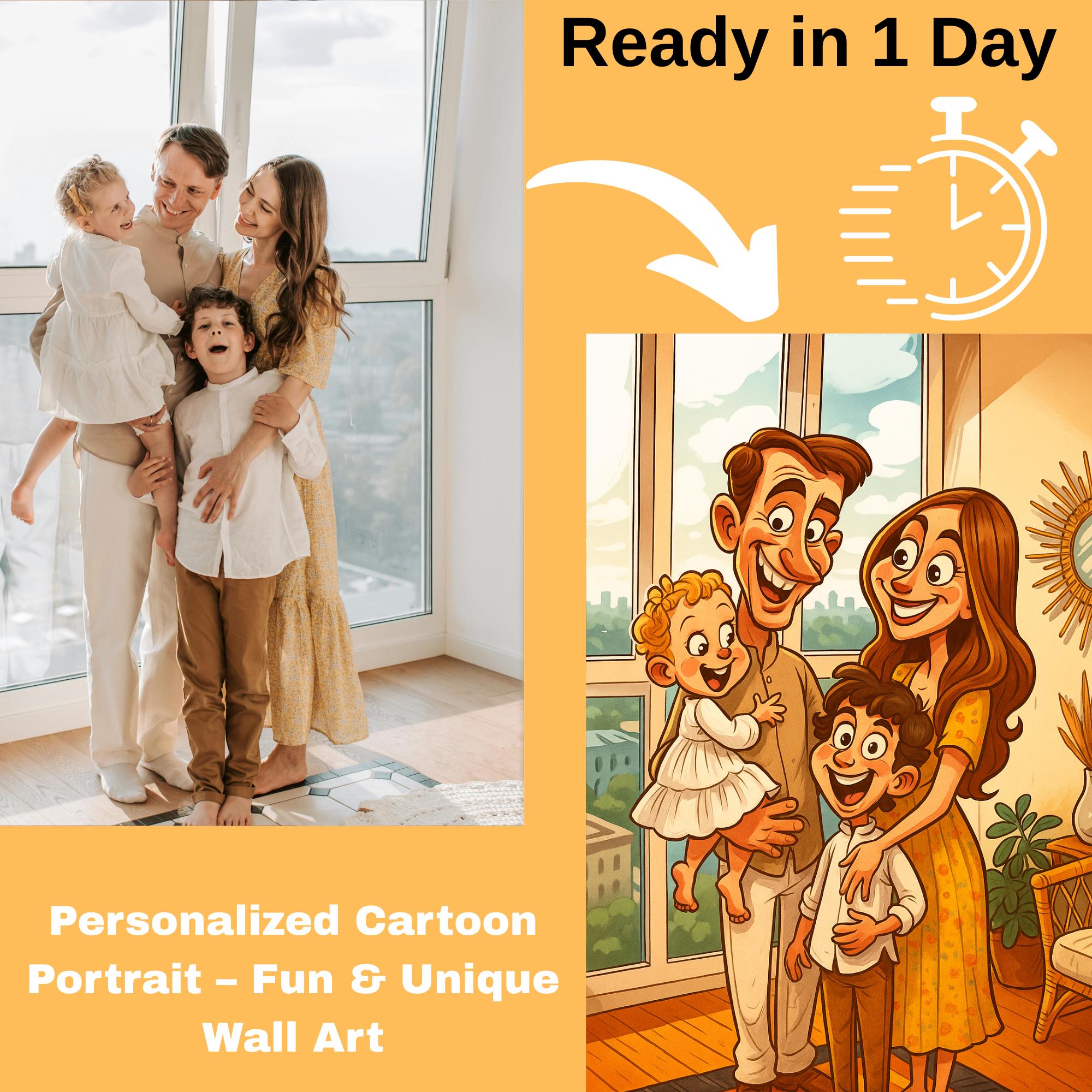 Custom Cartoon Family Portrait From Photo | Personalized Cartoon Style ...