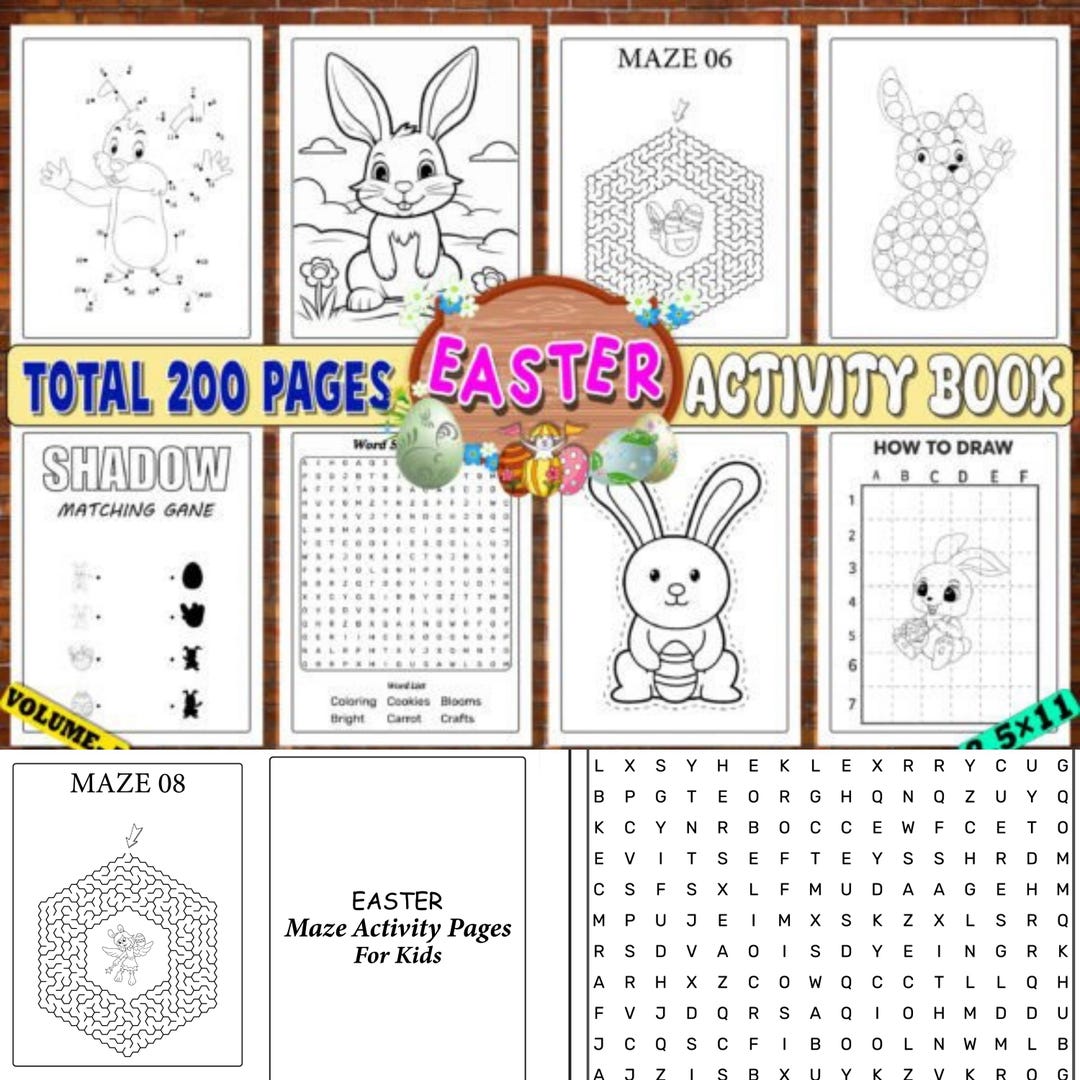 Easter Fun Activity Book for Kids Puzzles, Crafts and Coloring Fun - Etsy