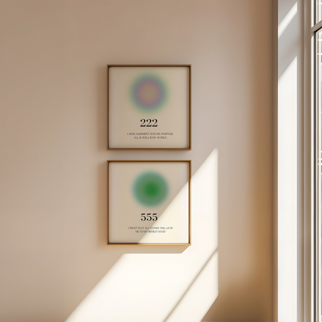 Green Aura | Angel Number Bundle of 2 Digital Art Prints, Manifestation ...
