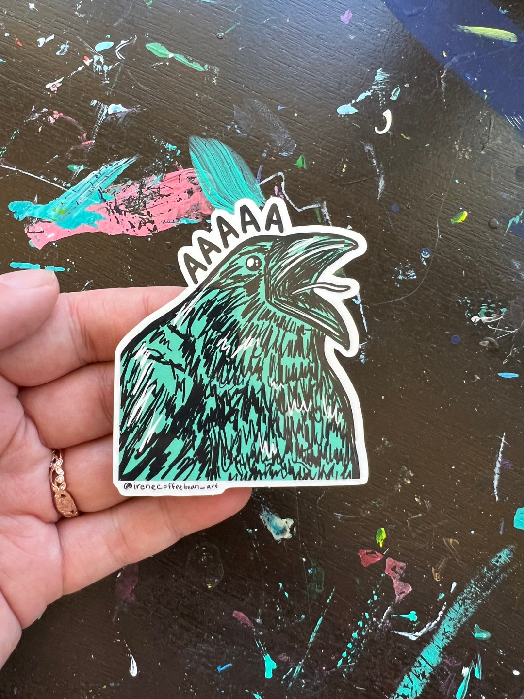 Screaming Raven Vinyl Sticker - for Laptop, Waterbottle, or Phone Case ...