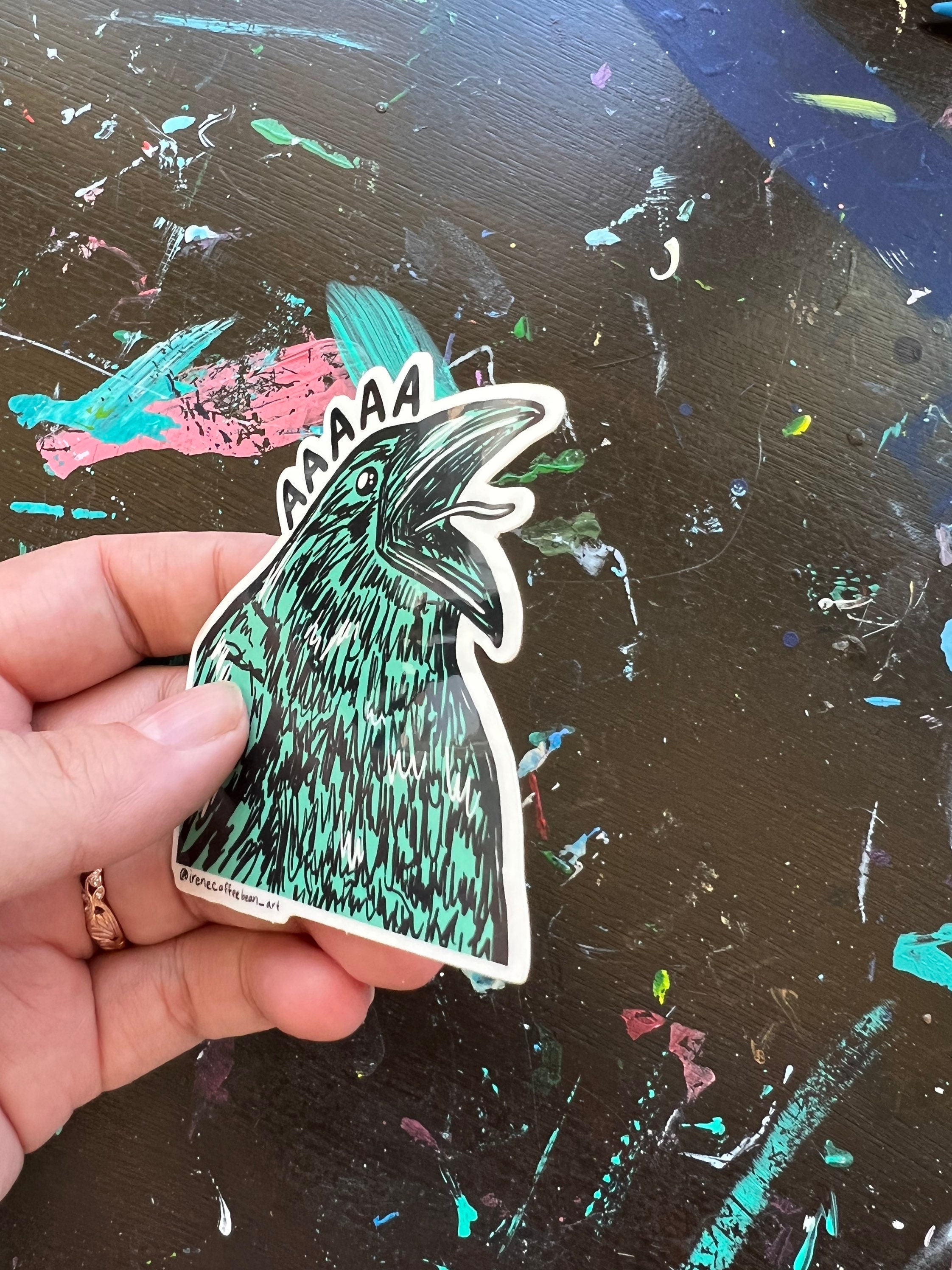 Screaming Raven Vinyl Sticker for Laptop Waterbottle or - Etsy