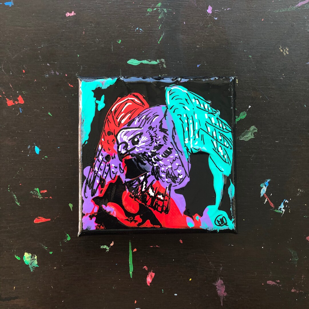 Colorful Hawk Original Acrylic Painting (small 4x4in) - Etsy