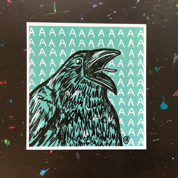 Screaming Raven Digital Art Print 8x8in | Etsy