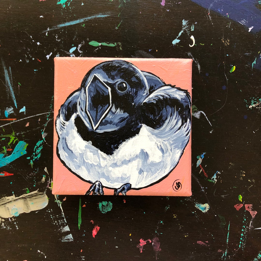 Screaming Blueberry Birb Original Acrylic Painting (small 4x4in) - Etsy