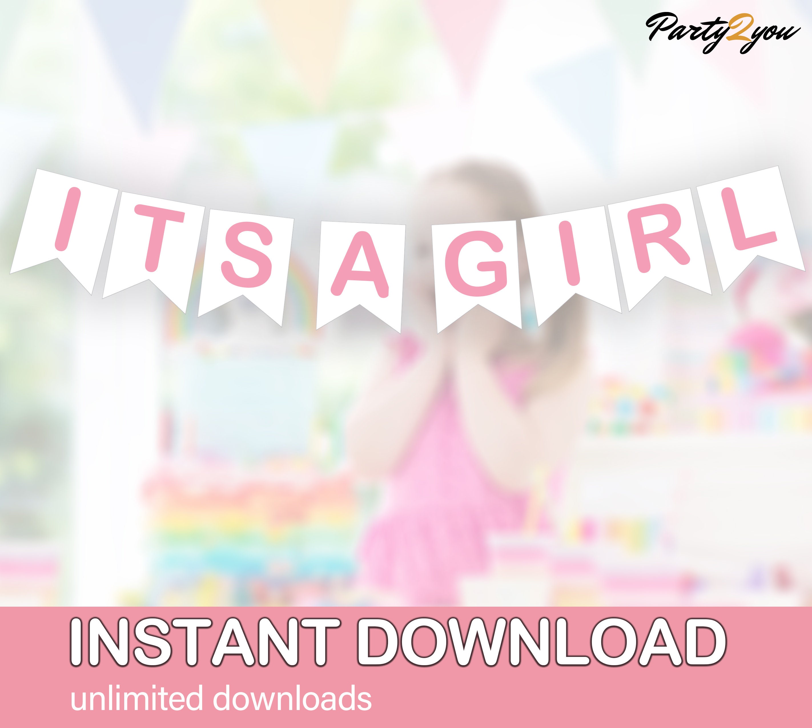 Its A Girl Banner Template