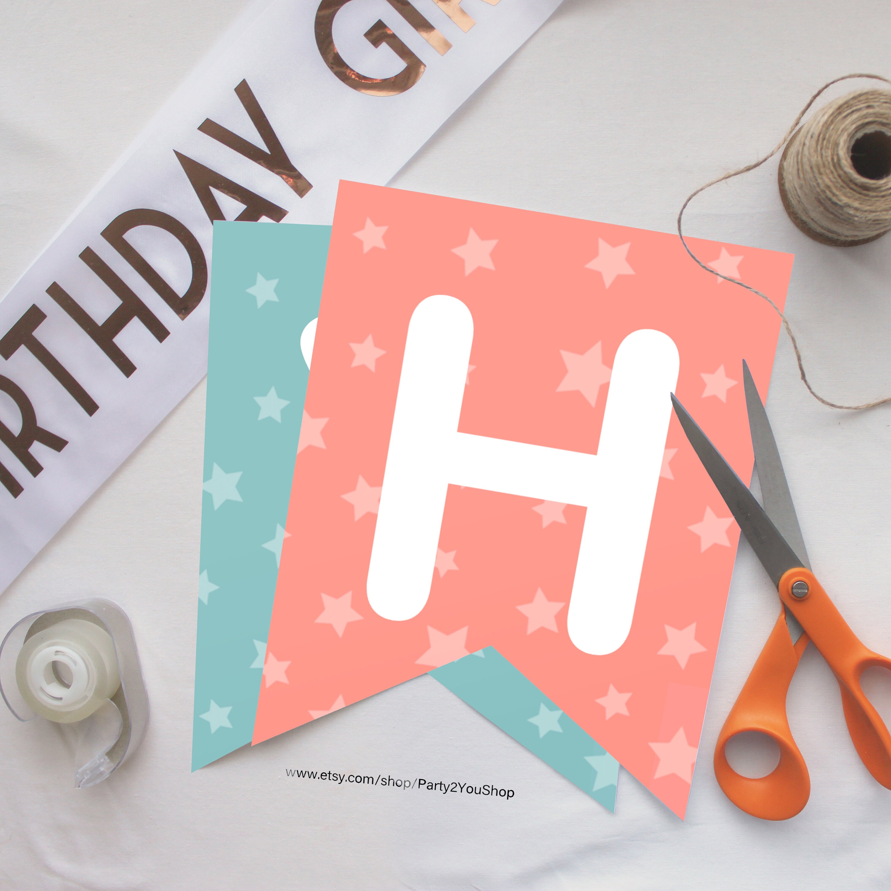 Pastel HAPPY BIRTHDAY Banner With Stars - Etsy