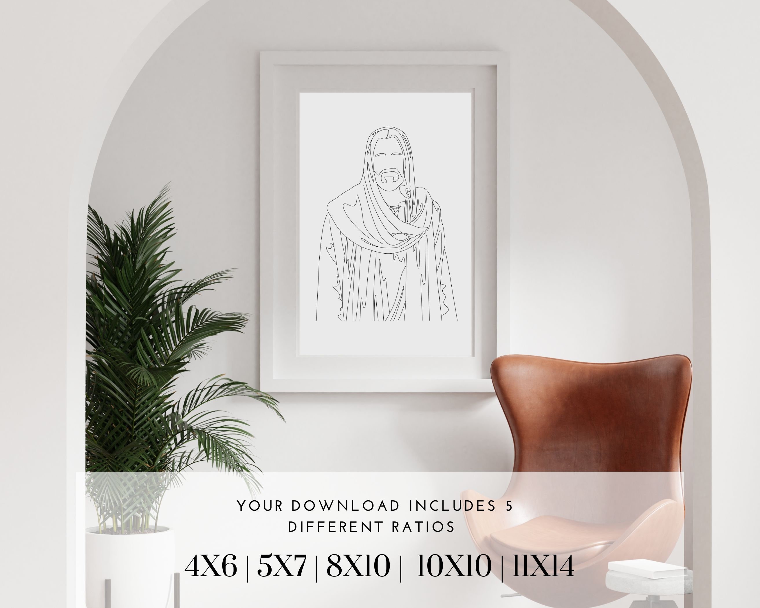 Simple Jesus Christ Line Drawing | Savior Art | Modern Christian Art - Etsy
