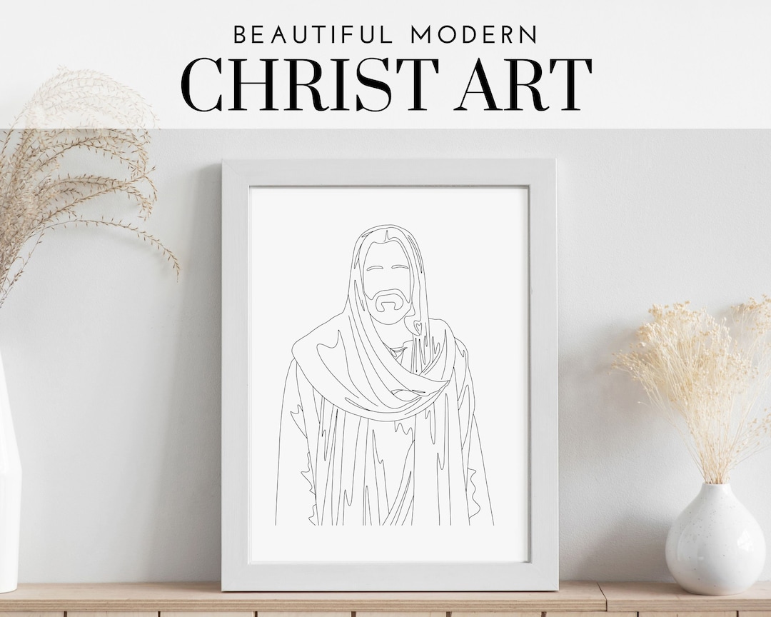 Simple Jesus Christ Line Drawing | Savior Art | Modern Christian Art - Etsy