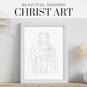 Simple Jesus Christ Line Drawing | Savior Art | Modern Christian Art - Etsy