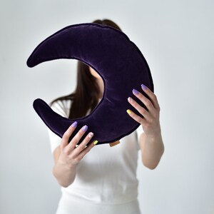 Moon Decorative Shaped Pillow, Velvet Cushion, Moon and Stars Nursery ...