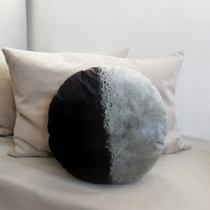 Moon Planets Pillow, Astrology Large Round Moon Pillow, Half Moon ...