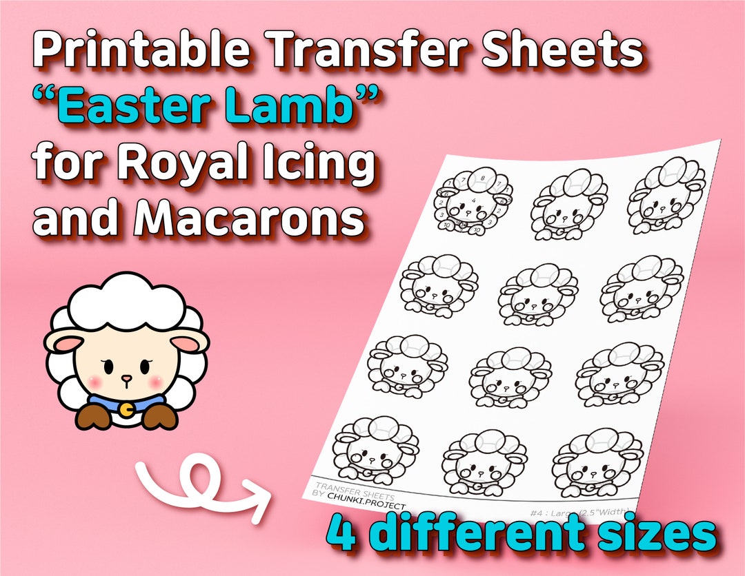 Printable Transfer Sheets "easter Lamb Character" for Royal Icing and ...