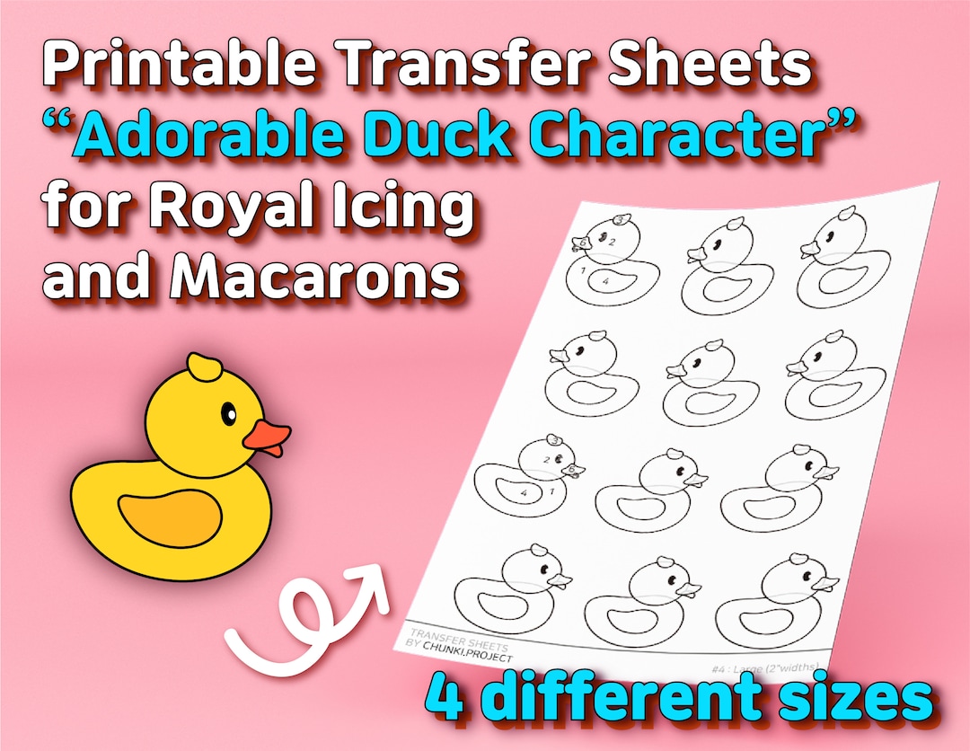 Printable Transfer Sheets "adorable Duck Character" for Royal Icing and ...