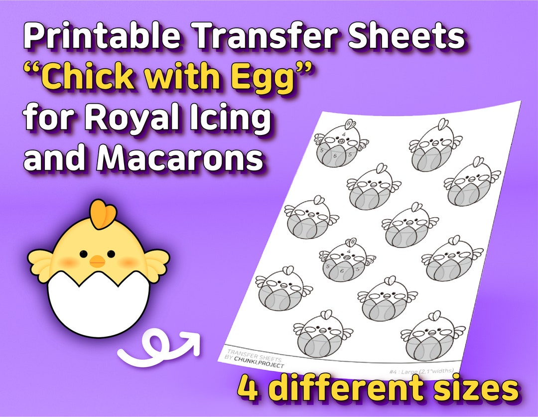 Printable Transfer Sheets adorable Chick in Egg for Royal Icing and ...
