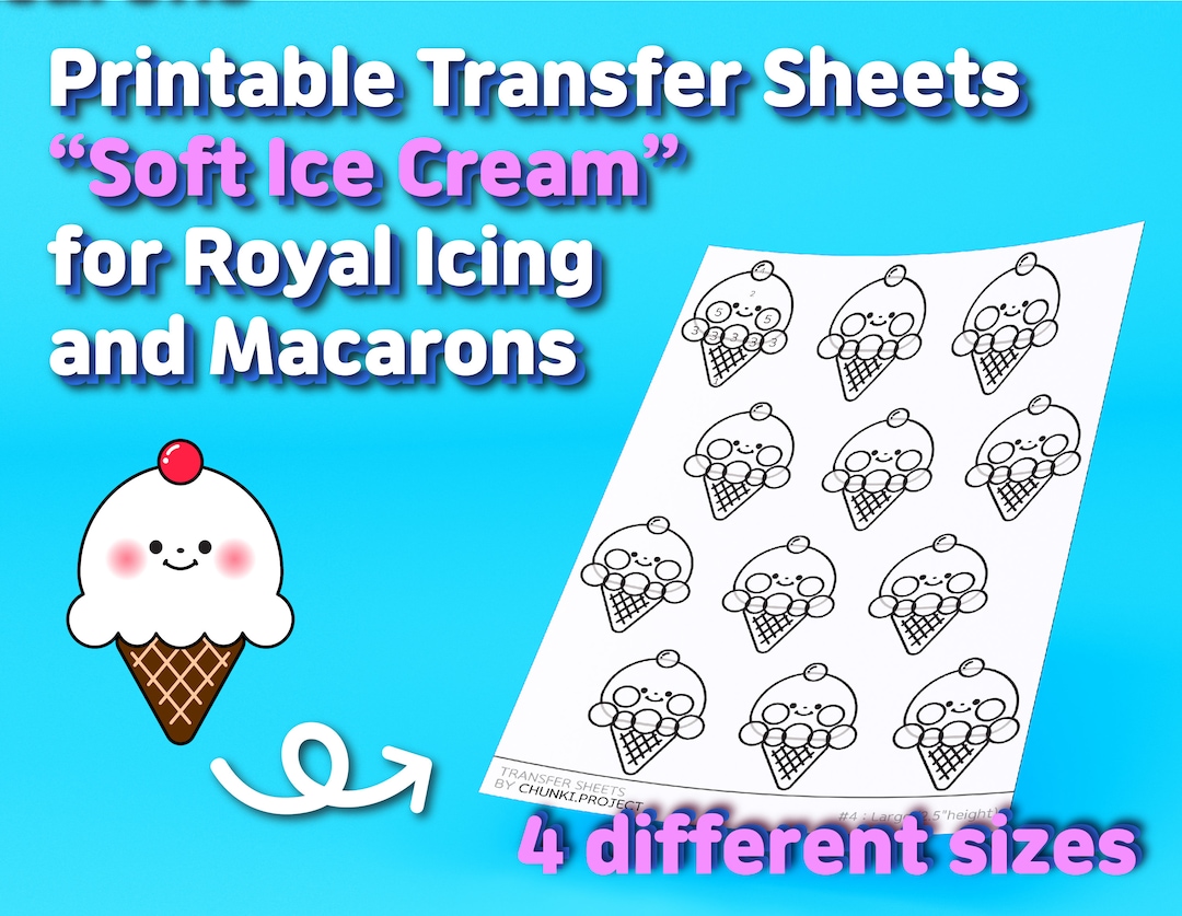 Printable Template "soft Ice Cream Design" for Royal Icing and Macarons ...
