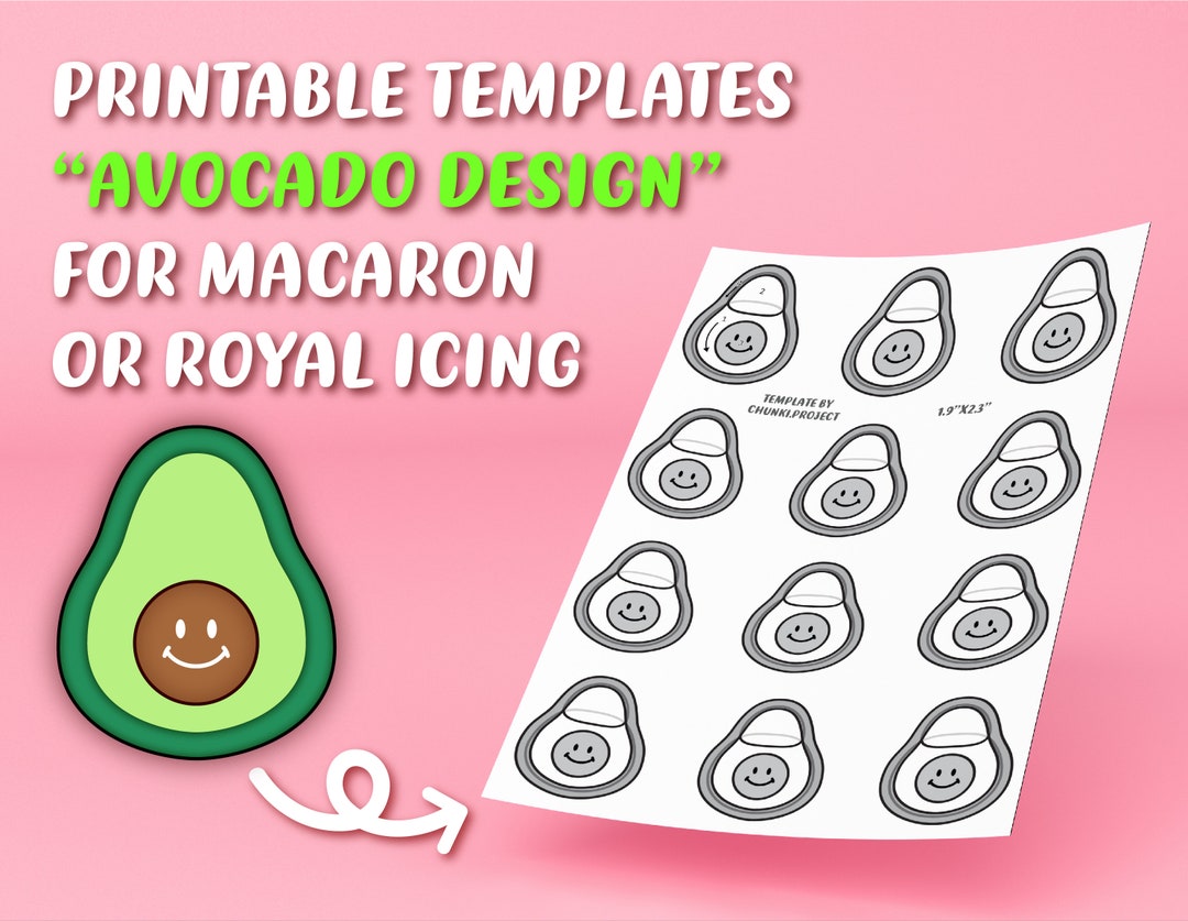Printable Template "avocado Design" for Macaron or Icing Transfer - Etsy