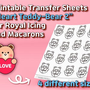 Printable Transfer Sheets "heart Teddy-bear 2" for Royal Icing and ...